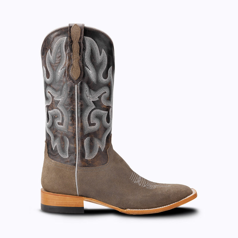 Ft. Worth Gray Roughout Cowboy Boot Medium Square Toe Western Men's